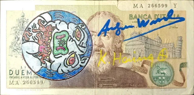 KEITH HARING ANDY Warhol Banconota Disegno Serigrafia Firmata Certificata EUR 500,00 - PicClick IT