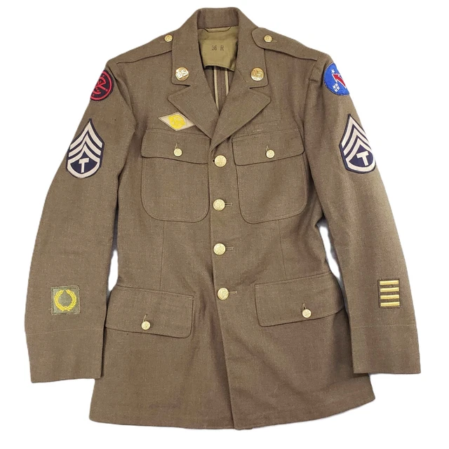 VINTAGE US ARMY Uniform WW2 Dress Coat 27th Infantry 36R Wool Service ...