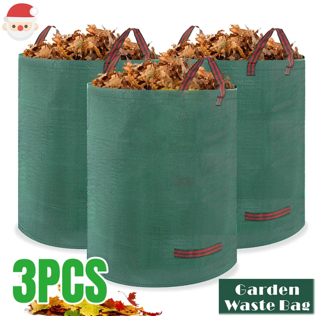 3PACK 300L HEAVY Duty Waterproof Large Garden Waste Bags Reusable ...