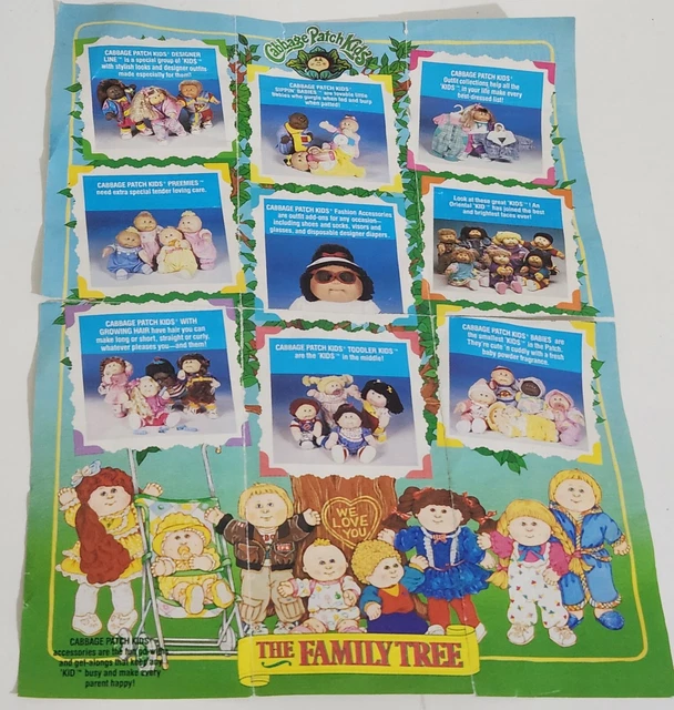 VINTAGE CABBAGE PATCH Kids Family Tree Pamphlet Colouring In Hasbro ...