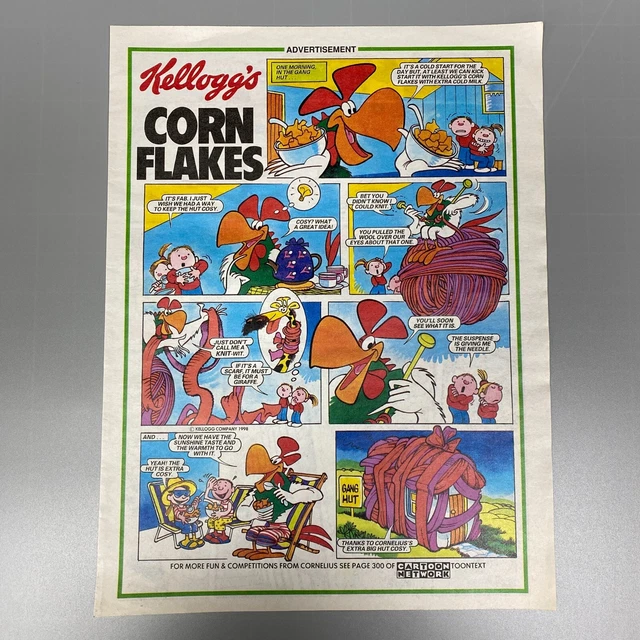 KELLOGG'S KORN FLAKES Comic Strip Cartoon Network 1998 Vintage Retro ...