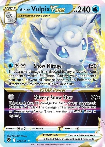 ALOLAN VULPIX VSTAR - 034/195 - Pokemon Silver Tempest Ultra Rare Card ...