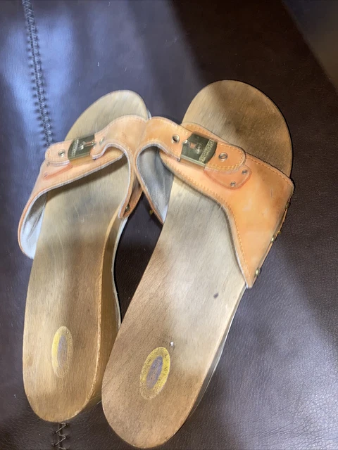 VTG DR SCHOLLS Original Wooden Exercise Sandals ORANGE Made in Italy SZ ... VTG DR SCHOLLS Original Wooden Exercise Sandals ORANGE Made in Italy SZ ...
