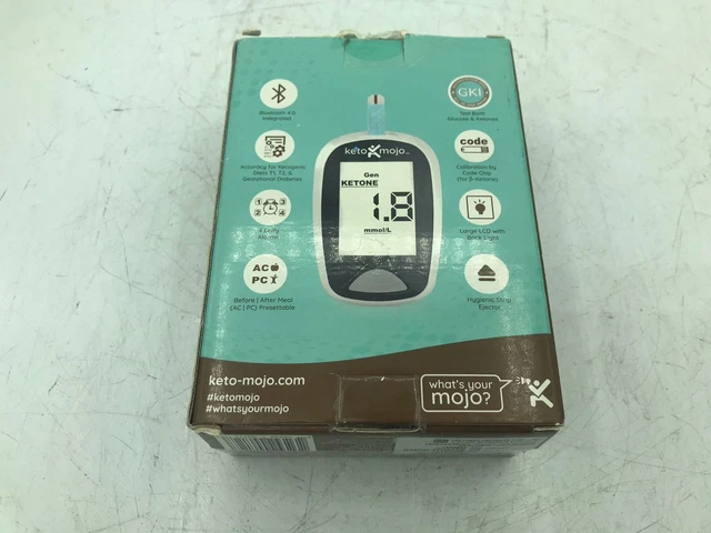 KETO-MOJO BLUETOOTH GLUCOSE & Ketone Monitoring System GKI Meter Only ...