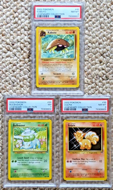 3 X POKEMON Legendary Collection 2002 Vintage PSA Graded Vulpix Kabuto ...