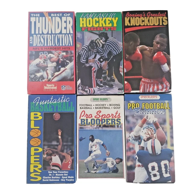 LOT OF 6 VHS Tapes of Highlights & Bloopers NFL, Hockey, Boxing ...