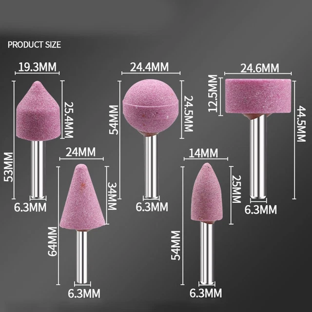 HEAVY DUTY 6MM Abrasive Stone Polishing Grinding Head Set for Electric ...