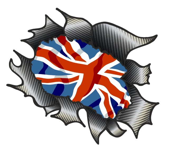 GRANDE CLÁSICO RASGADO Fibra de Carbono Rip & Union Jack Británica ...