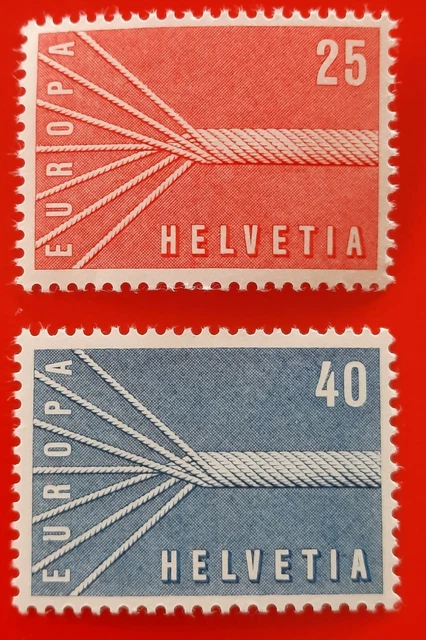 TIMBRE STAMP HELVETIA Svizzera Suisse Europa 1957 YT 595 596 Mi 646 647 ...