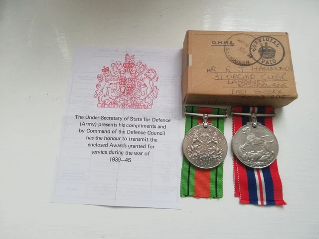 WW2 ORIGINAL DEFENCE And War Medals In Named Ohms Box. £29.99 - PicClick UK