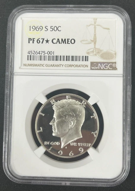 1969 S 50C STAR Proof Kennedy Silver Half Dollar NGC PF 67 STAR Cameo ...