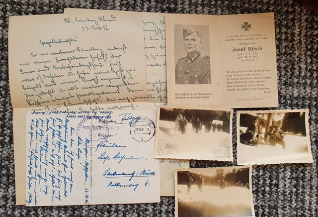 ORIGINAL GERMAN WW2 Soldiers letter 1942 +photos+death Card+postkart £7 ...