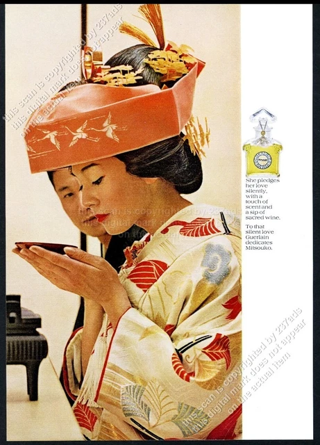 1968 GUERLAIN MITSOUKO perfume Japanese woman Shinto wedding photo vtg ...