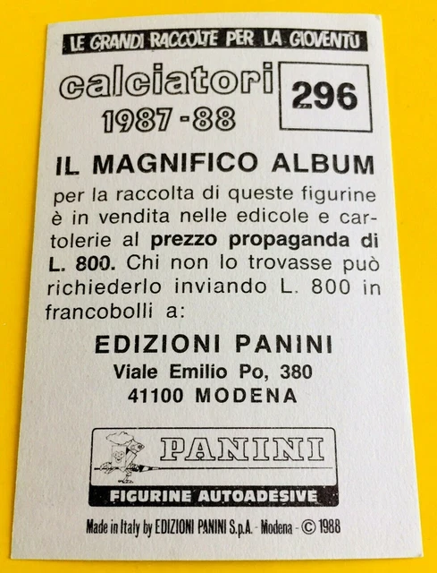 MARCO PACIONE - VERONA figurina nr. 296 CALCIATORI Panini 1987-88 NEW ...