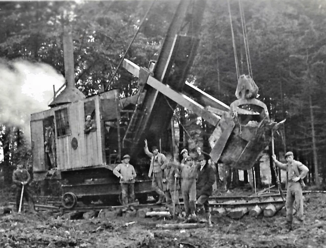 ORG.FOTO, ALTE BAGGER Seilbagger Dampfbagger auf Schienen, um 1938 EUR ...