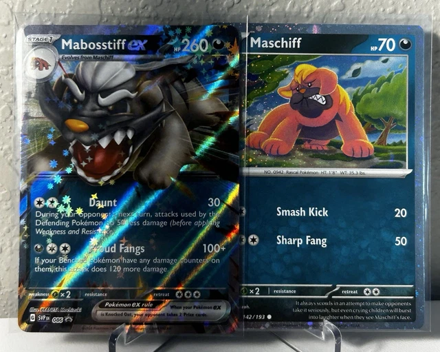 POKEMON MABOSSTIFF EX + Maschiff SVP 086 Black Star Promo Set NM £3.13 ...