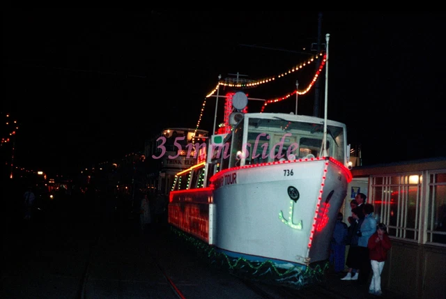 BLACKPOOL ILLUMINATED TRAM 736 Frigate North Pier Oct 1985 Orig Slide ...