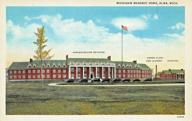 ALMA MICHIGAN ~ Maçonnique Home-Power Plant-Hospital 1930's Carte ...