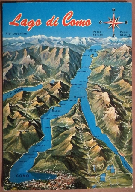 LAGO DI COMO - Mappa Map Cartina EUR 1,00 - PicClick IT