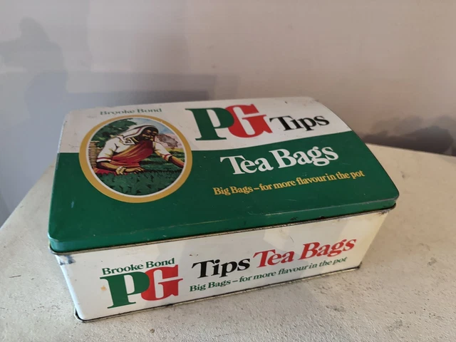 VINTAGE PG TIPS Tea Tin Brooke Bond Rectangular Tin With Hinged Lid ...