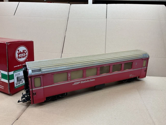 LGB G GAUGE Passenger Coach Car Wagon Rhb 2Nd Class Red & Silver 30510 ...