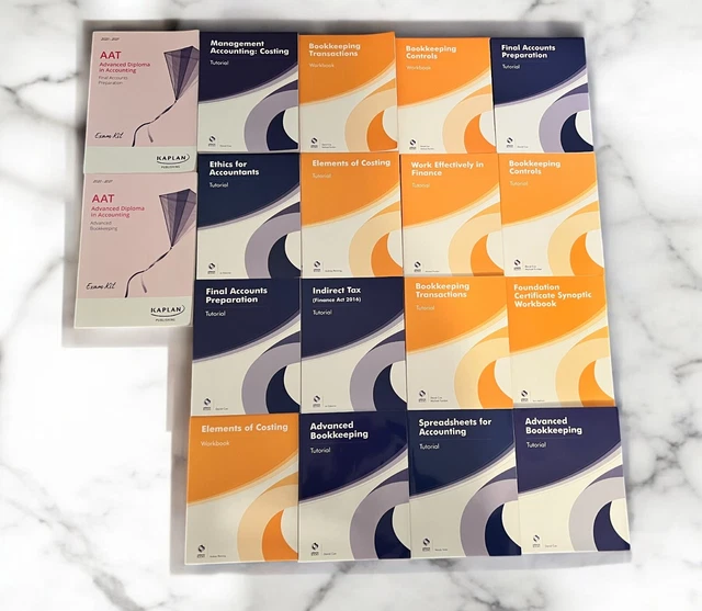 AAT 18 BOOKS Level 2-4 HUGE Bundle Kaplan Osborne Books, WorkBooks ...
