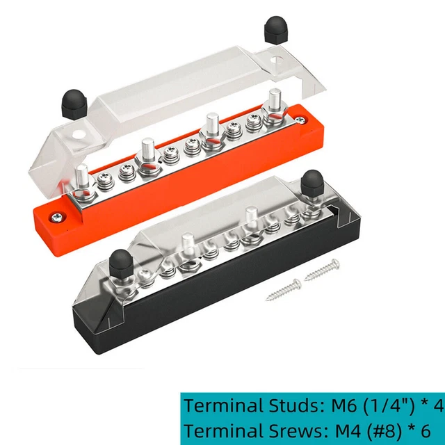 POSITIVE NEGATIVE BUS Bar Battery Power Distribution Block 4 X M6 ...