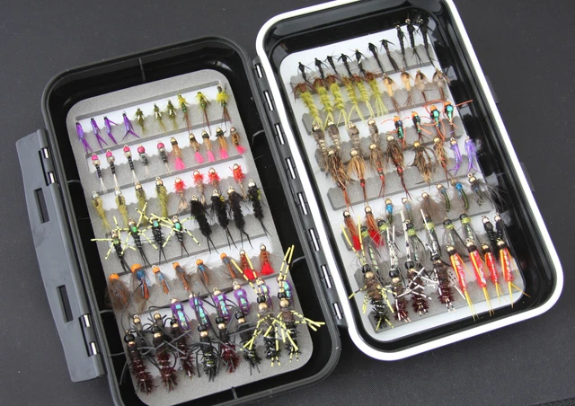 GUIDE SERIES FLY Box & Choice of Trout Flies Wet Dry Nymph Buzzers 10 ...