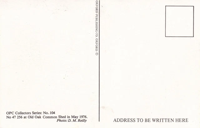 CLASS 47 DIESEL Locomotive 47256 at Old Oak Common 1976 unused postcard ...