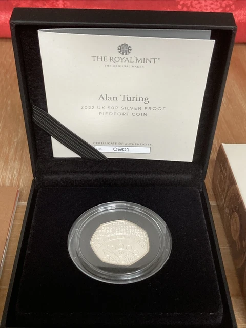 ALAN TURING 2022 Silver Proof Piedfort RM 50p Coin Box 0901 limited ...