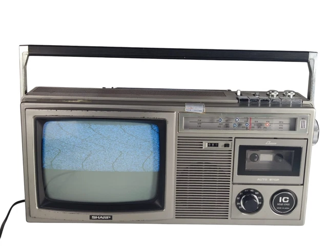 SHARP 10P 28H Solid State CRT TV Radio & Cassete Player Combo Boombox ...