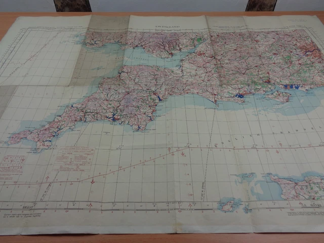 WW2 RAF MAP (MAY 1944) for D-DAY AIR OPERATIONS (Includes Key D-DAY ...
