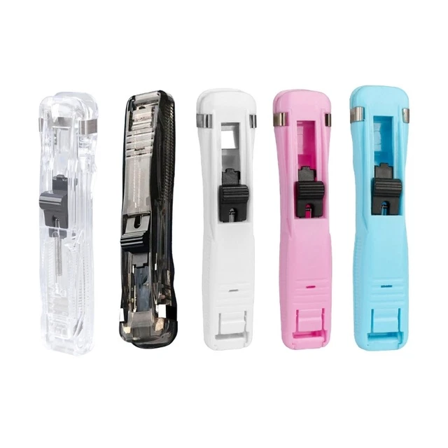 HANDHELD PAPER CLAM Clip Dispenser Push Stapler Binder Clips Paper ...