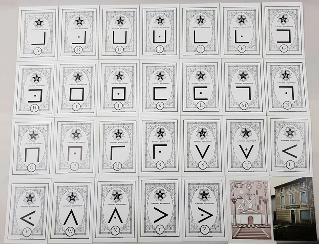 LARDIE ALPHABET MAÇONNIQUE COMPLET CPM édition privé numéroté 13/50 ...