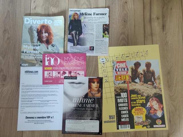 LOT MYLÈNE FARMER affiche Ciné télé revue + magazine diverto + brochure / presse EUR 25,00 ...