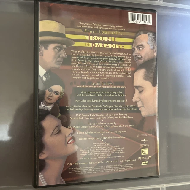 TROUBLE IN PARADISE Ernst Lubitsch Miriam Hopkins Criterion Collection ...