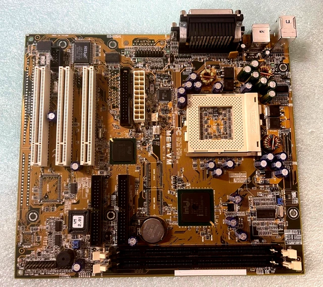 VINTAGE ASUS MEW-VM 2.01 Intel 810 Socket 370 P3 Atx Motherboard With ...