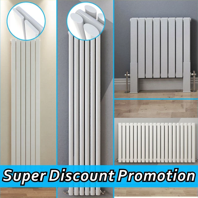 WHITE RADIATOR VERTICAL Horizontal Flat Panel Oval Column Heating Rads ...