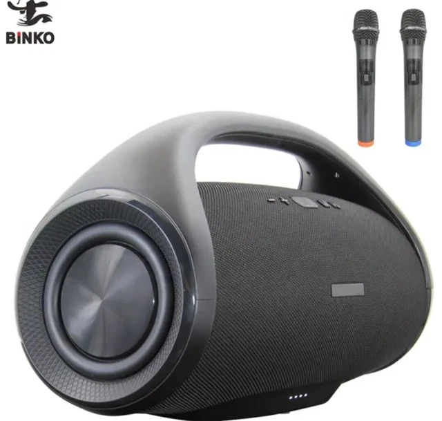 BINKO BOOM BOX Subwoofer Bluetooth Karaoke Speaker With 2 Wireless Mic ...