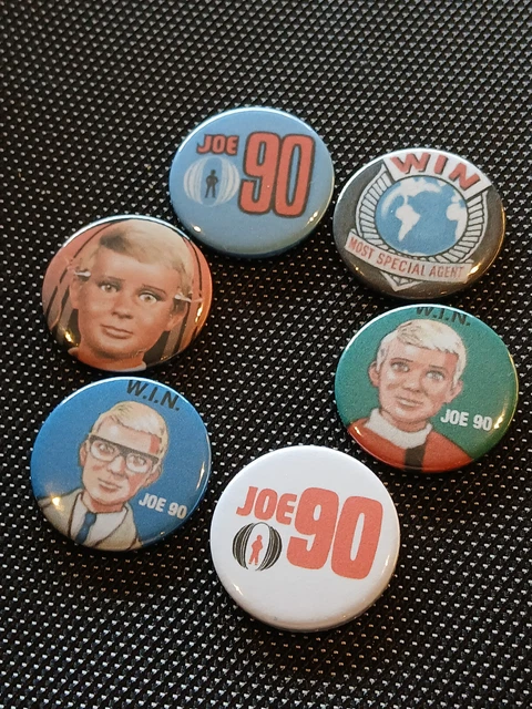 SET OF 6 Joe 90 Button Badges 25mm Gerry Anderson Cult TV Series £6.49 ...