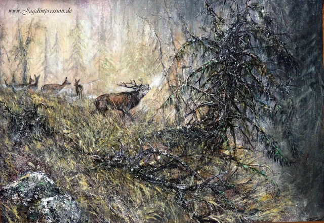JAGDKUNST ,JAGDMALER, JAGDMALER, Jagdgemälde, Jagd, Jäger, Hirsch ...