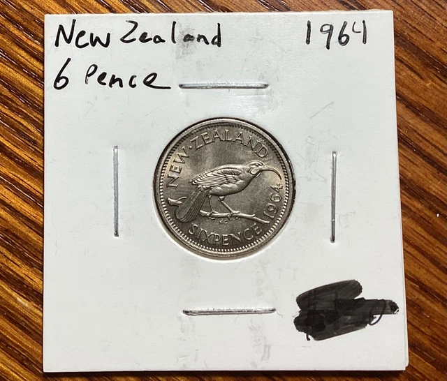 NEW ZEALAND 1964 Elizabeth II 6 Pence Coin (UNC) KM# 26.2 $5.14 ...