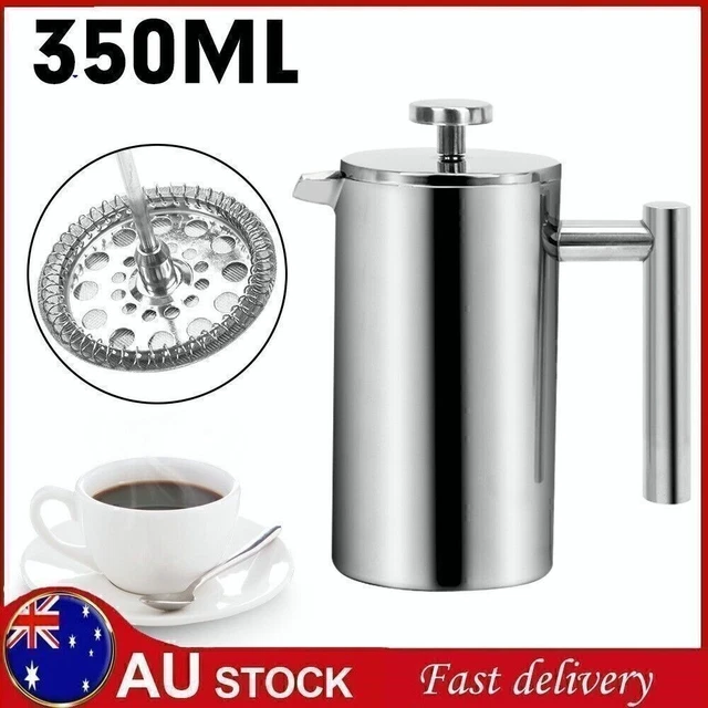 350ML COFFEE MAKER Filter Tea Pot Espresso French Press Stainless Steel ...