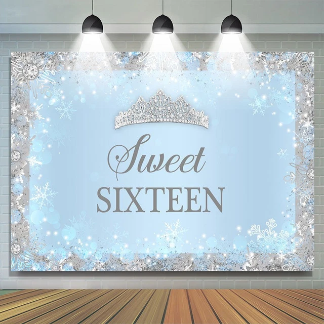 BLUE SNOW AND Diamond Sweet Sixteen Birthday Backdrop $36.01 - PicClick AU