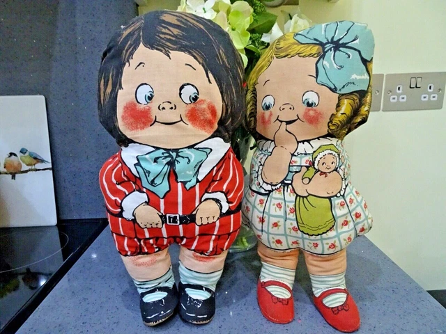 VINTAGE DEAN'S Rag Book Knockabout Toy Sheet Dolls Dingle Boy And Dolly ...