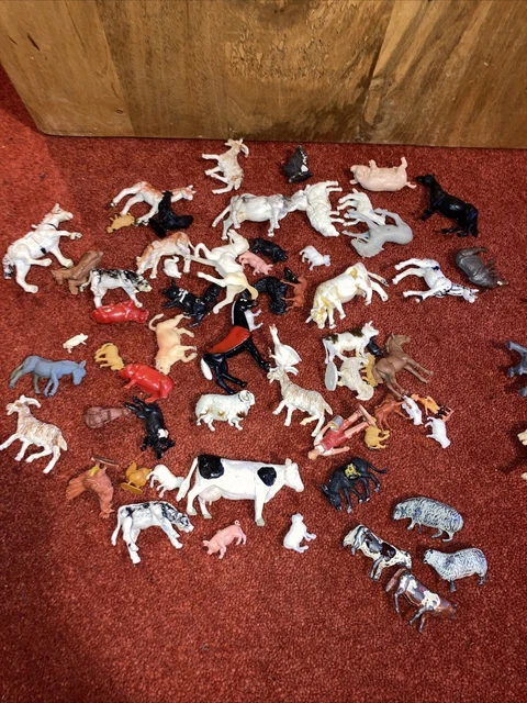 VINTAGE FARM & Zoo Animals 60s 70s Figures Model Toy Cow Sheep Pig Toy ...