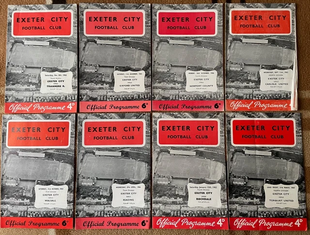 8 EXETER CITY Football Programmes :1962-1966 :Divisions 3+4 :See Desc ...