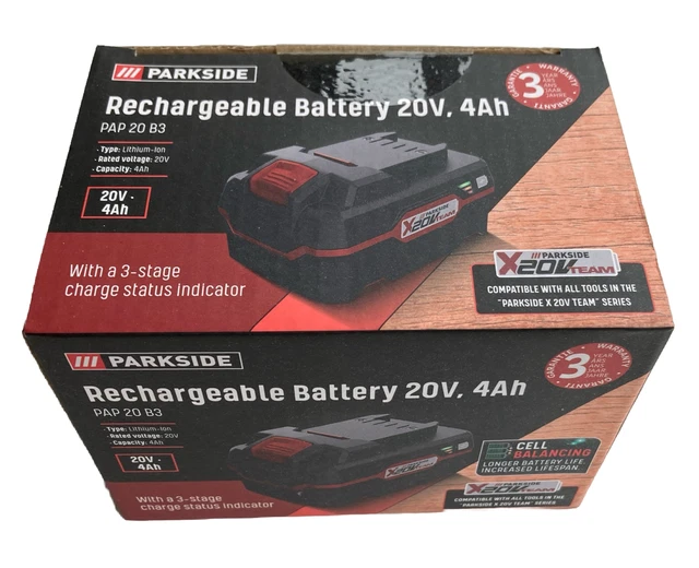 PARKSIDE 20V 4AH PAP 20 B3 Lithium Ion Rechargeable Battery NEW in Box ...