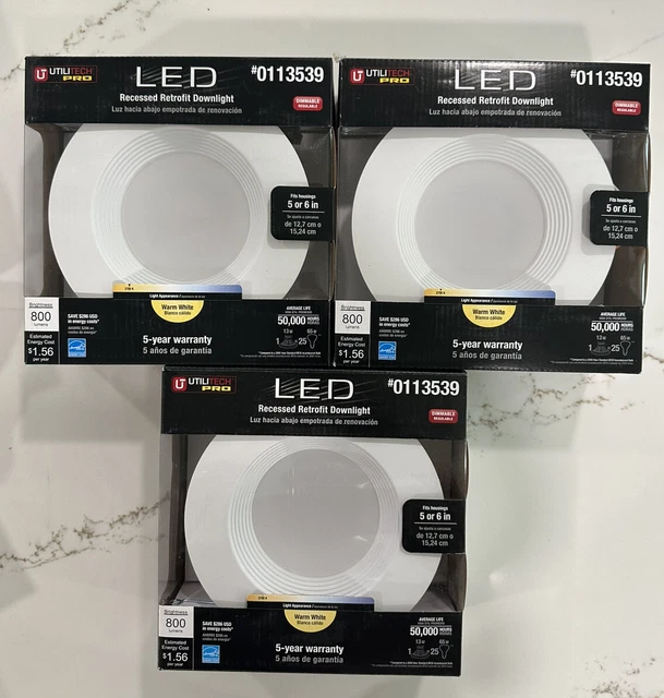 UTILITECH PRO LED Recessed Retrofit Downlight Warm White FITS 5” or 6 ...