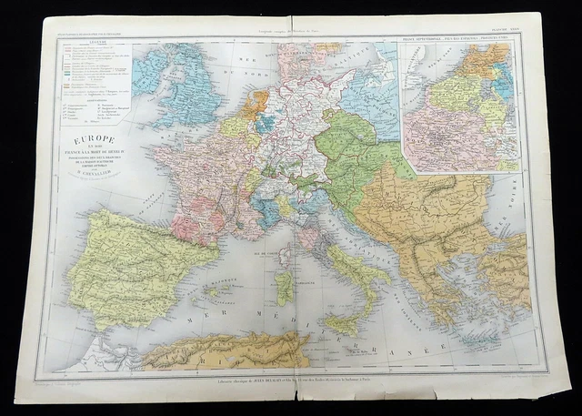 ANTIQUE MAP OF Europe in 1610 17th Century European Border Territory ...